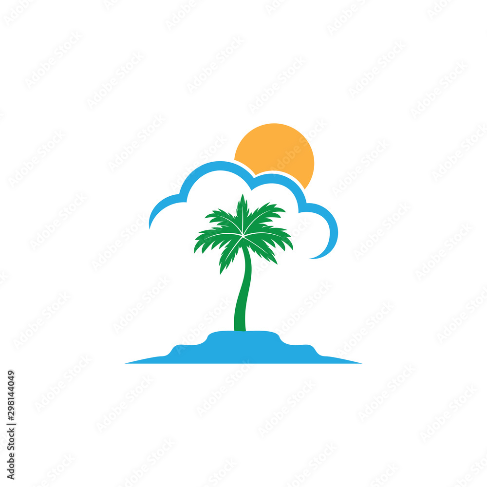 Coconut Tree Island Vector