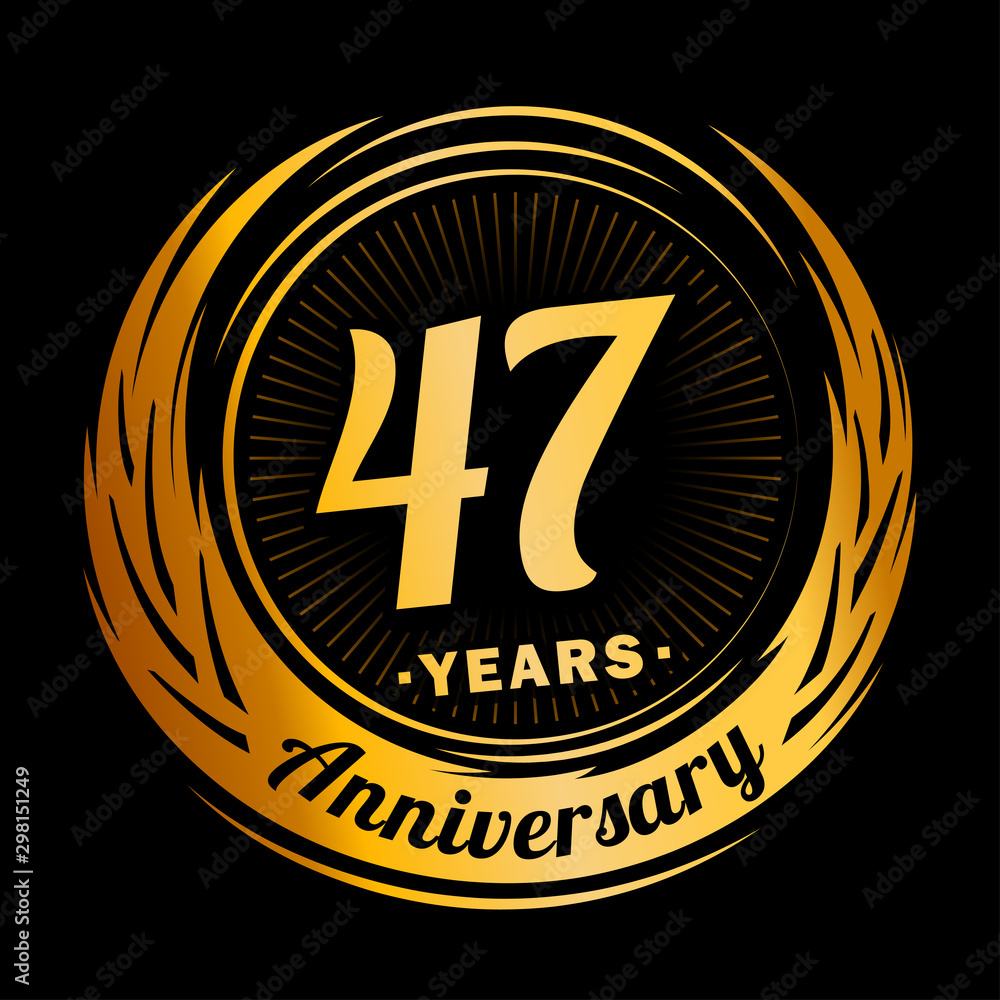 47 years anniversary. Anniversary logo design. Forty-seven years logo ...