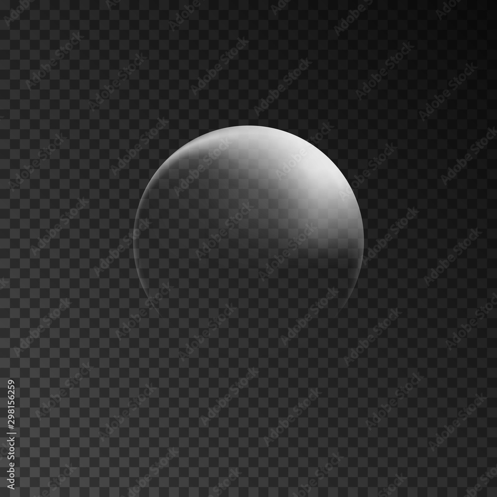 Concept of waning moon. Soft bokeh, lights and stars on transparent ...