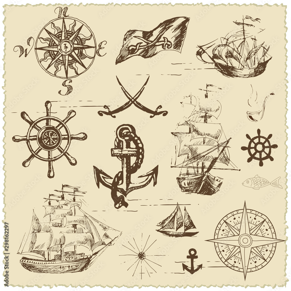 Vector abstract seamless background on the theme of travel, adventure ...