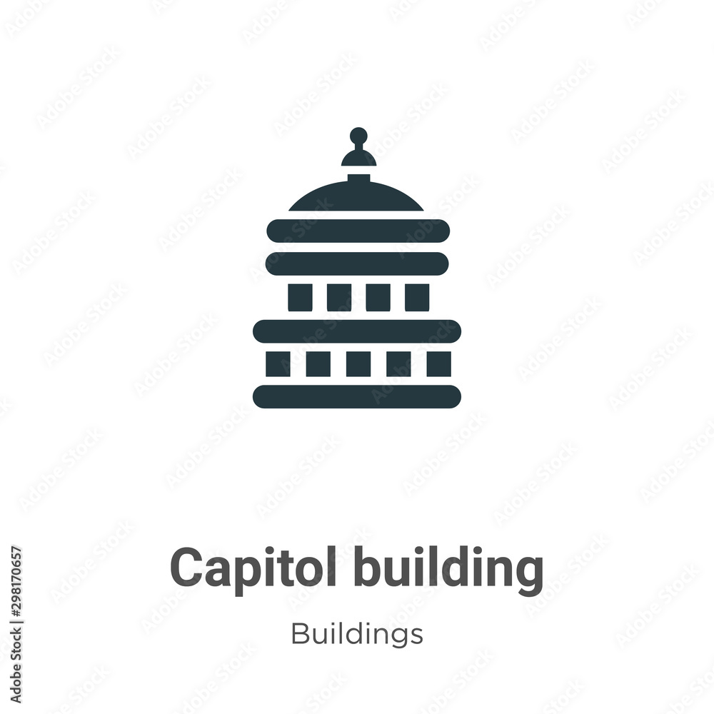 Capitol building vector icon on white background. Flat vector capitol ...