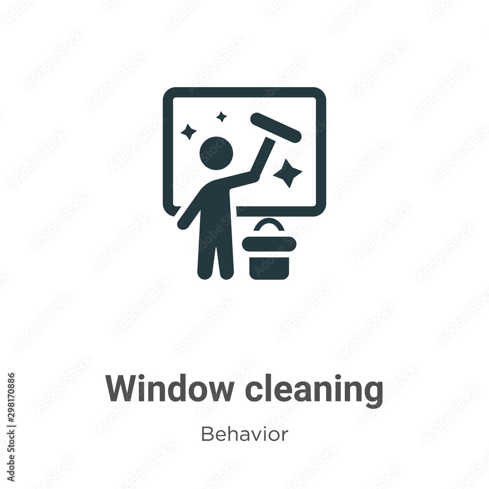 Window cleaning vector icon on white background. Flat vector window ...