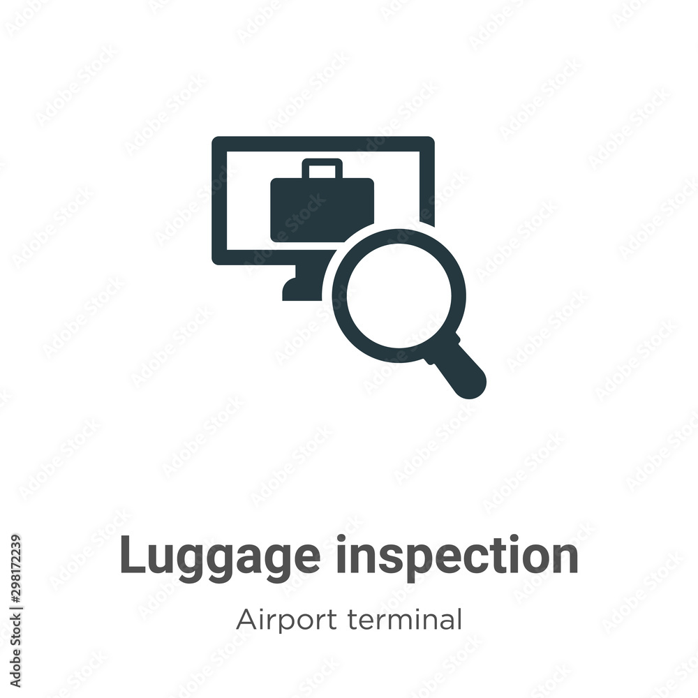 Luggage inspection vector icon on white background. Flat vector luggage ...