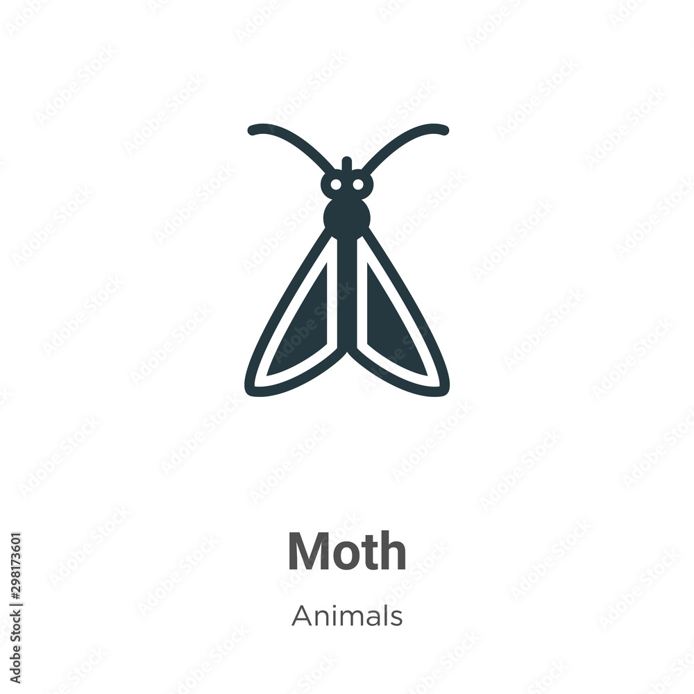 Moth vector icon on white background. Flat vector moth icon symbol sign ...