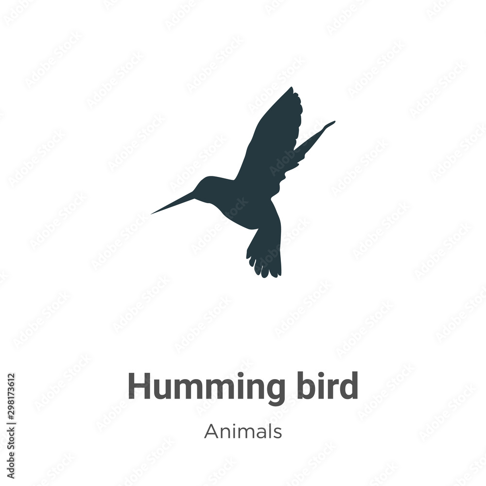 Humming bird vector icon on white background. Flat vector humming bird ...