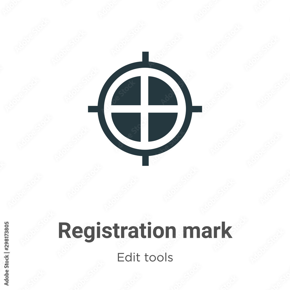 Registration mark vector icon on white background. Flat vector ...