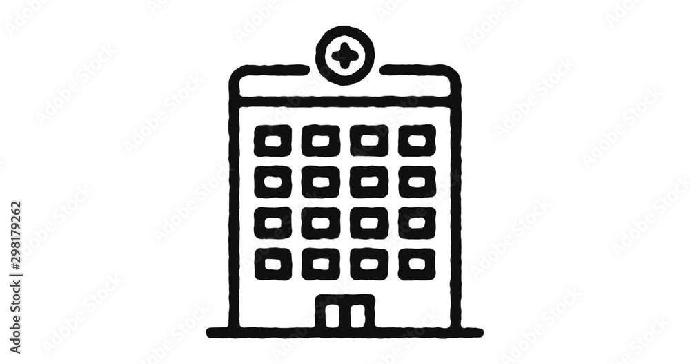 Vidéo Stock Hospital outline icon animation footage/video. Hand drawn ...