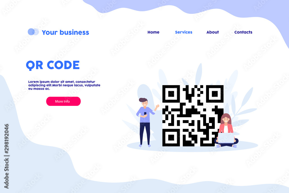 QR code on the gadgets web page.Flat vector illustration isolated on ...