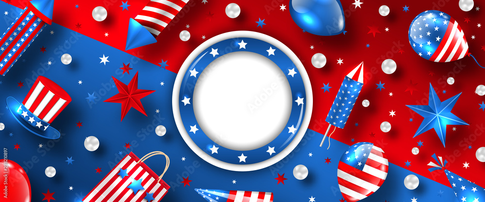 USA Flag Colors Background for American Holidays, Template for Cards ...