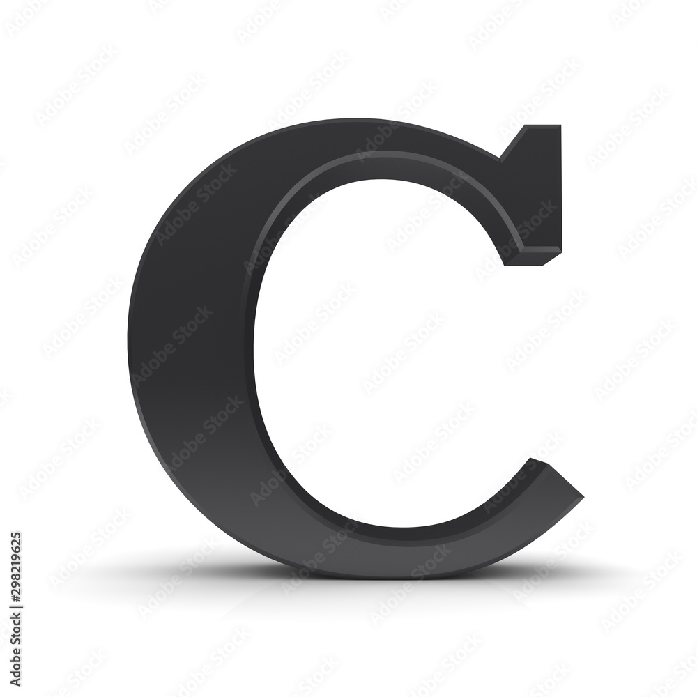 C black letter sign alphabet 3d text capital character rendering font ...