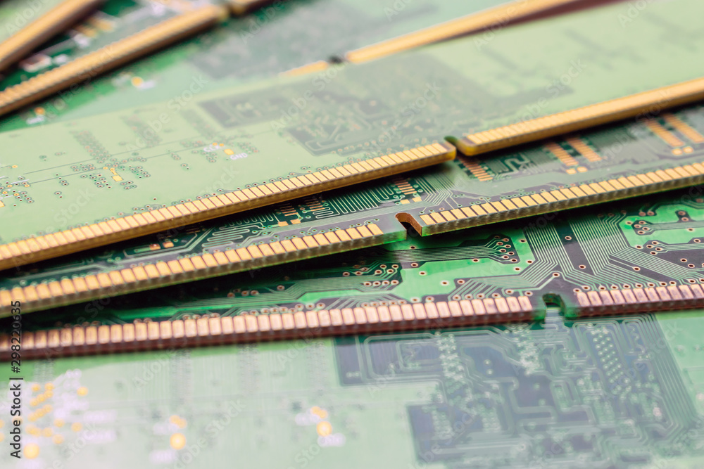 Ddr and sdram main storage are each other. Many random access memory is a close up. Computer ...