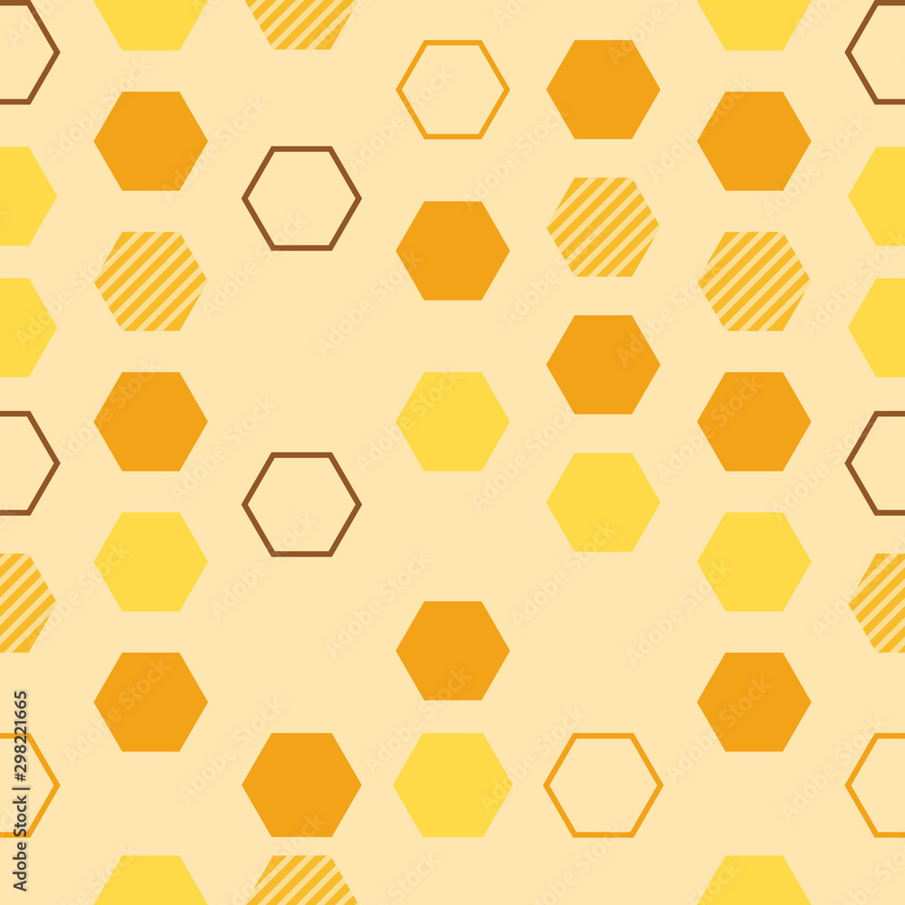 The seamless pattern of orange and yellow Hexagon in the yellow ...