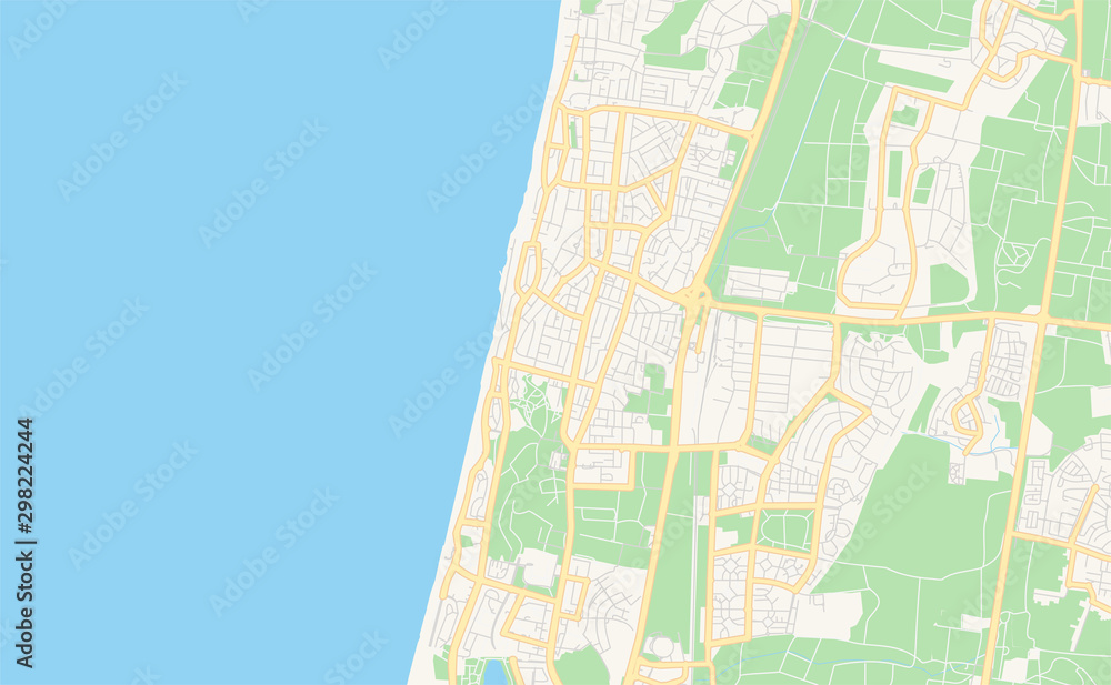 Printable street map of Netanya, Israel Stock Vector | Adobe Stock