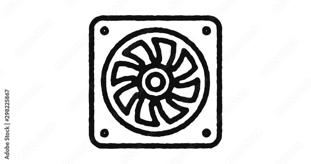 Cooling fan outline icon animation footage/video. Hand drawn like ...