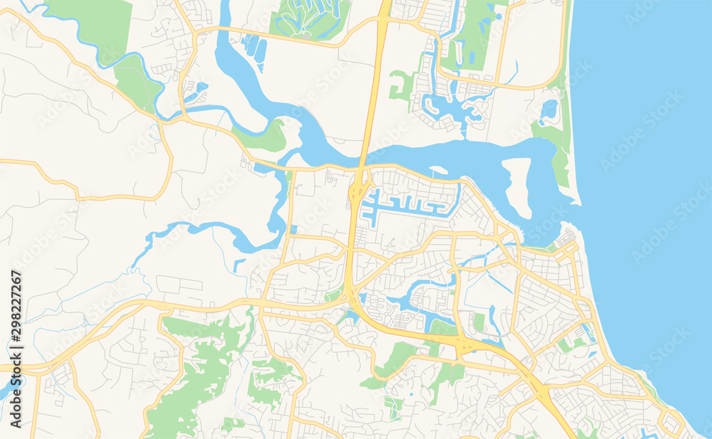 Printable street map of Sunshine Coast, Australia Stock Vector | Adobe ...