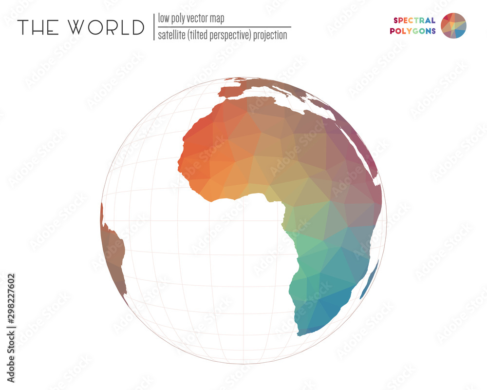 Abstract geometric world map. Satellite (tilted perspective) projection ... Abstract geometric world map. Satellite (tilted perspective) projection ...