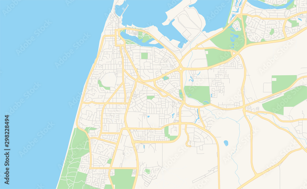 Printable street map of Bunbury, Australia Stock Vector | Adobe Stock
