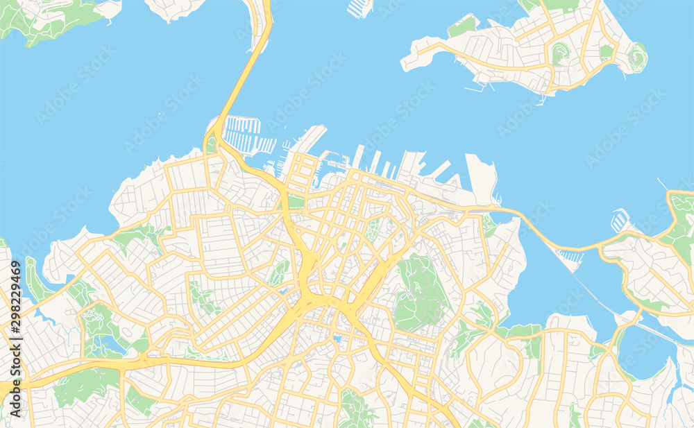 Printable street map of Auckland, New Zealand Stock Vector | Adobe Stock