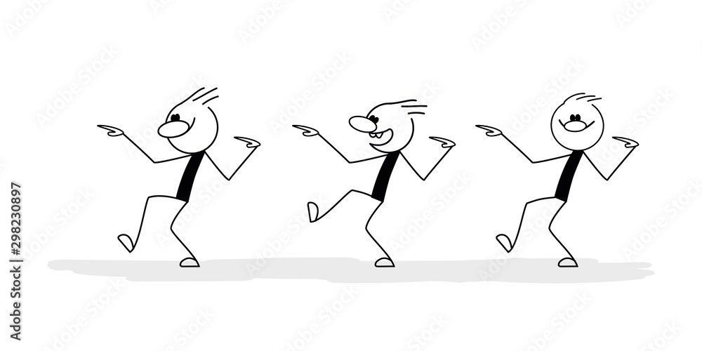 Doodle stick figure: Dancing men. Vector. Stock Vector | Adobe Stock