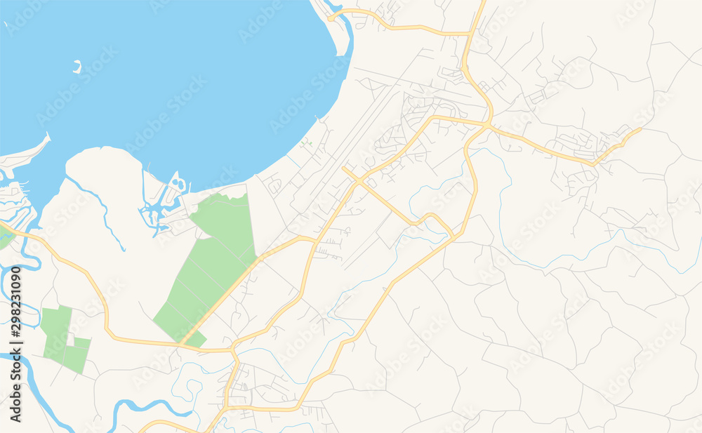 Printable street map of Nadi, Fiji Stock Vector | Adobe Stock