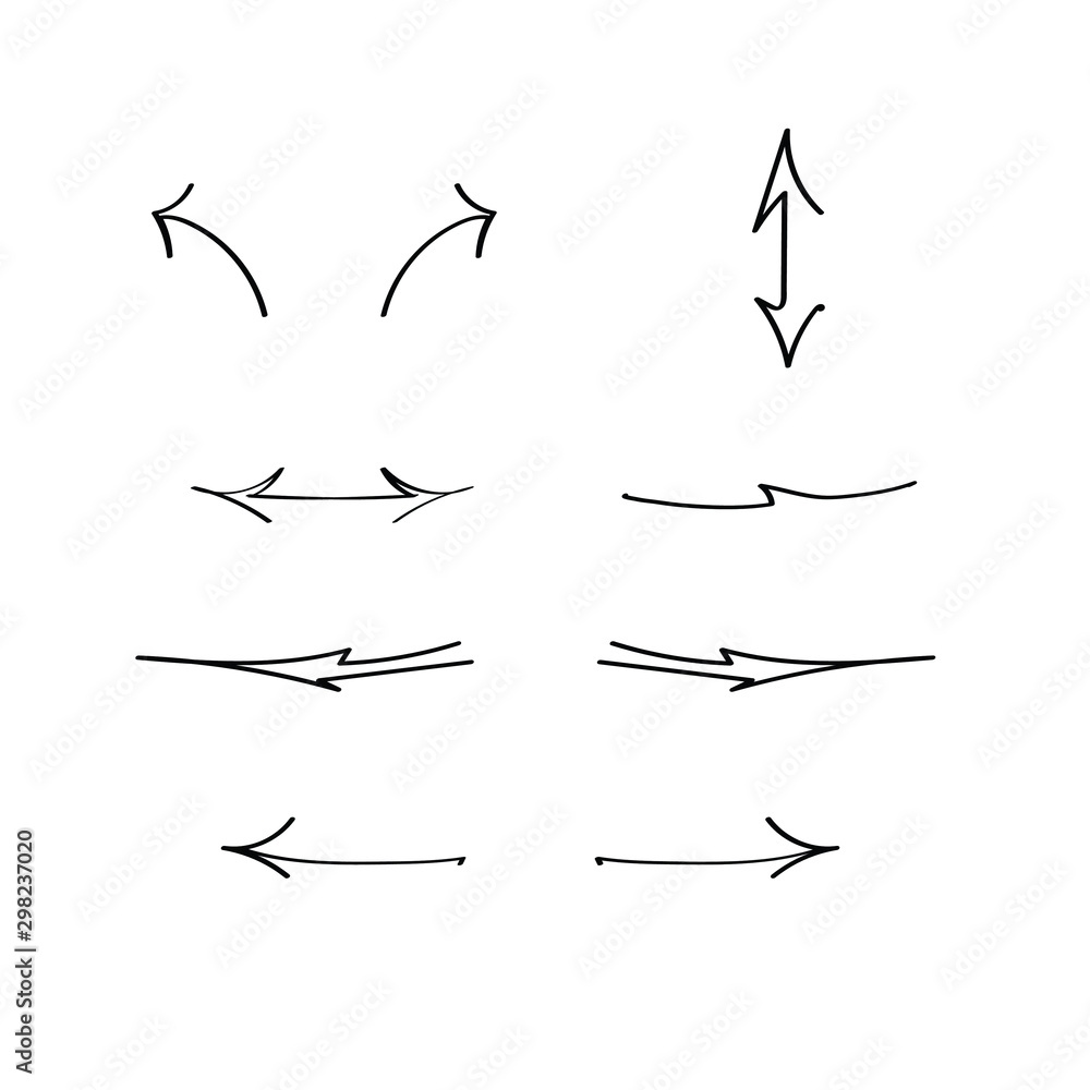 Art line black hand drawn vektor arrow and pointer set on white ...