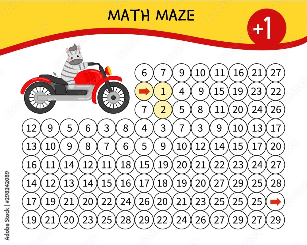 Maze game for children. Material for learning mathematics. Cartoon ...