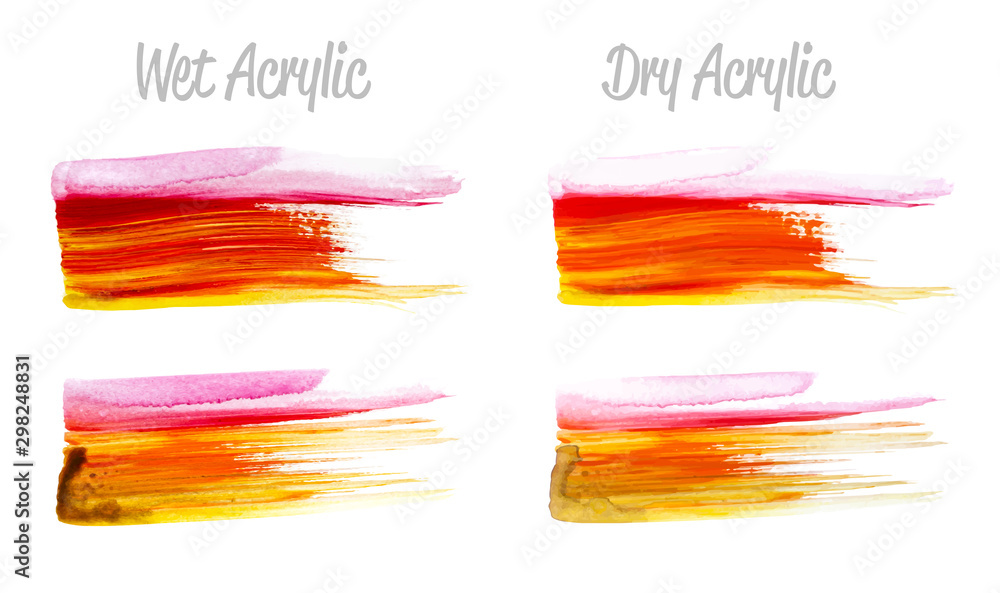 Vector red and gold paint smear stroke stain set. Abstract gold ...