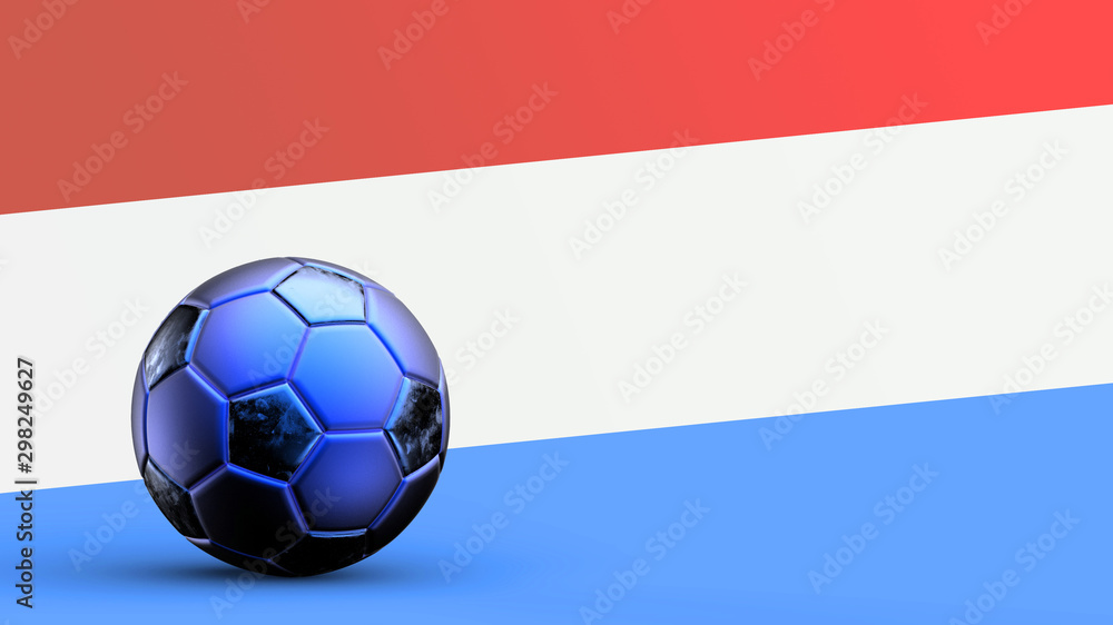 Flag of Netherlands with metal soccer ball, national soccer flag ...