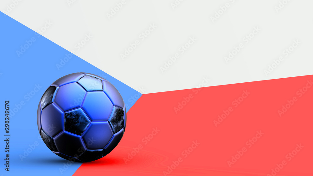 Flag of Czech Republic with metal soccer ball, national soccer flag ...