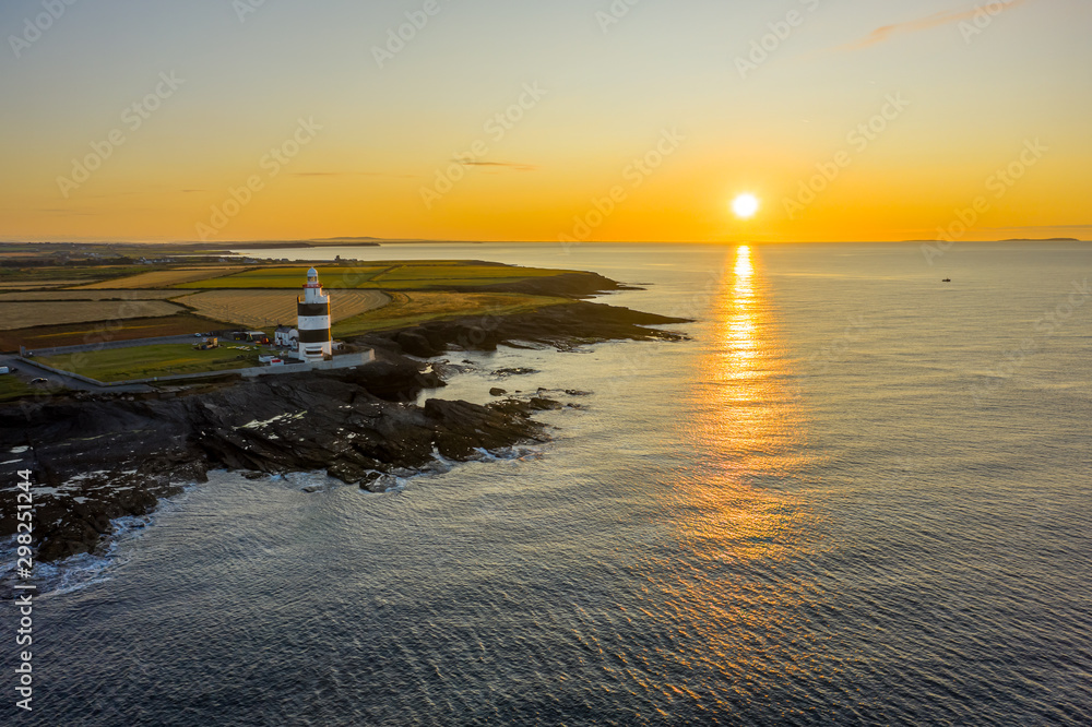 Aerial view, Hook Lighthouse is a building situated on Hook Head at the ...