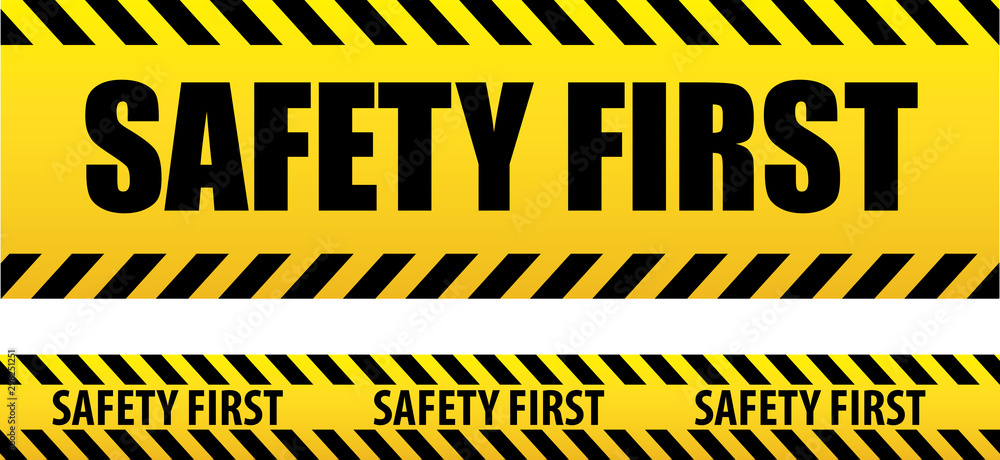 Banner safety first. Seamless tape, danger. Yellow police line. Danger ...