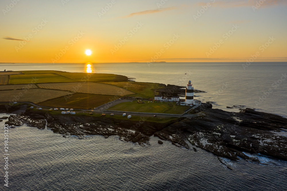 Aerial view, Hook Lighthouse is a building situated on Hook Head at the ...