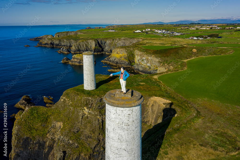 Aerial view, The Metal Man is a 3-metre tall cast-metal figure of a ...