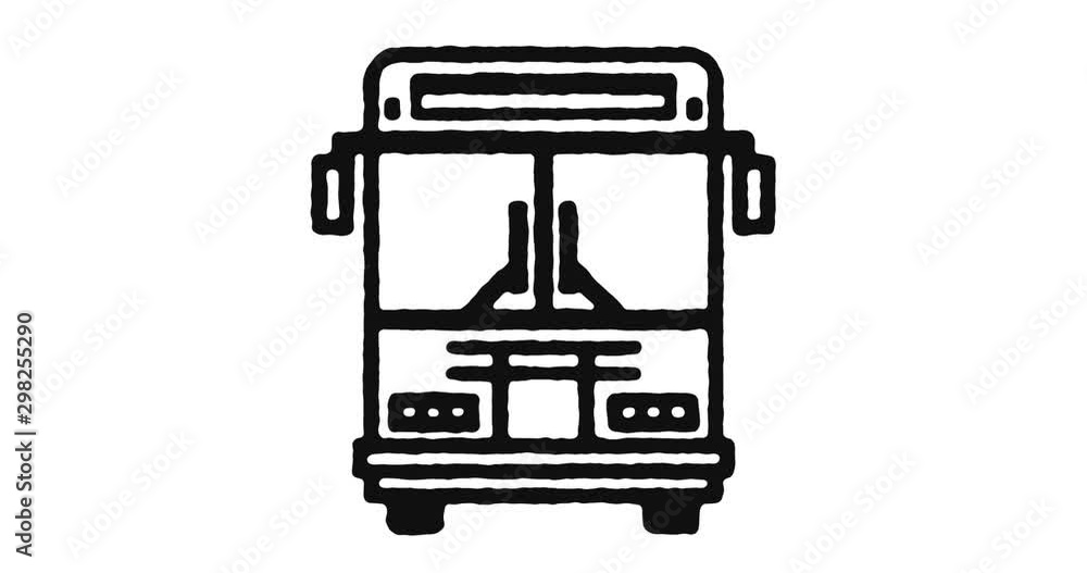 Shuttle bus outline icon animation footage/video. Hand drawn like ...