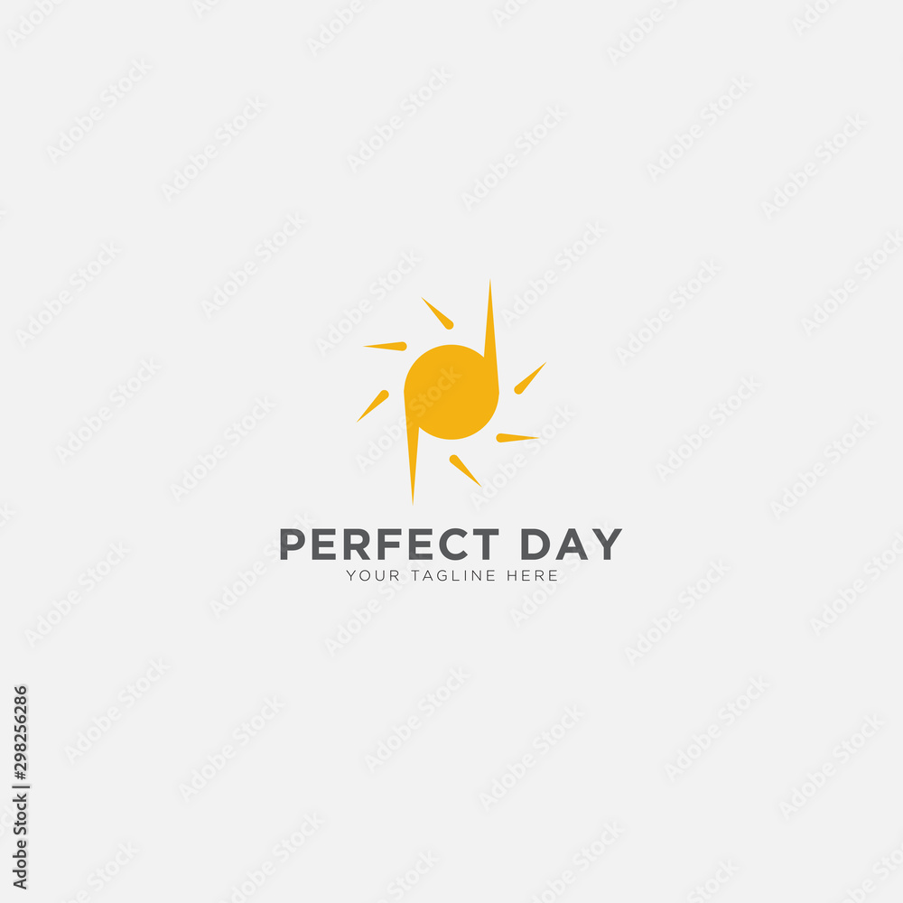 Perfect Day logo with letter P and D and sun logo Stock Vector | Adobe ...