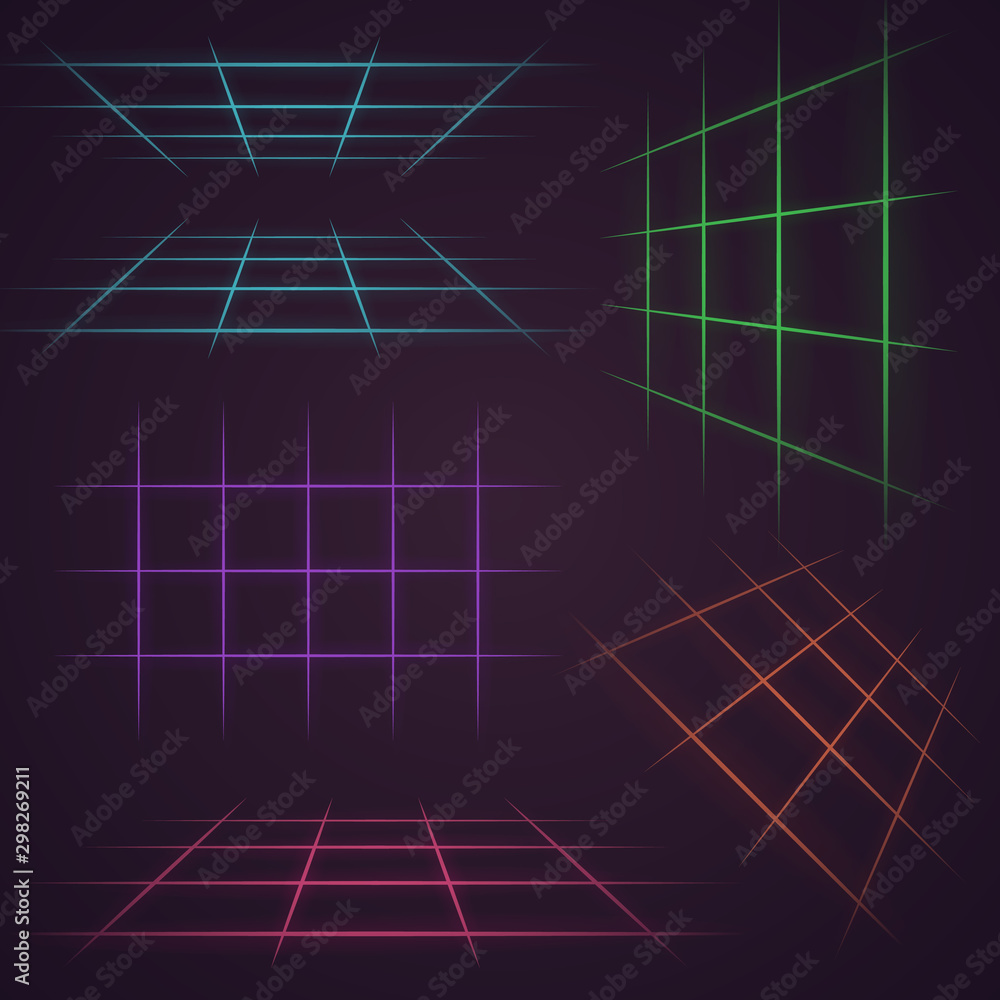 80s background, vector set of elements. Illustration in the style of ...