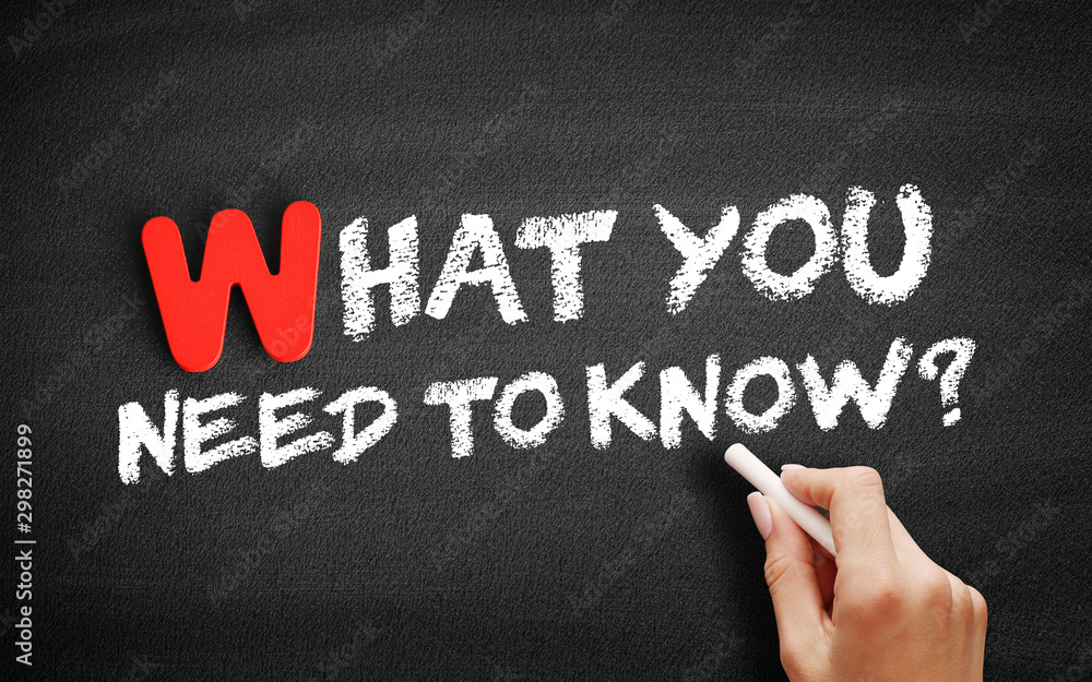 What Do You Need To Know? text on blackboard Stock Photo | Adobe Stock