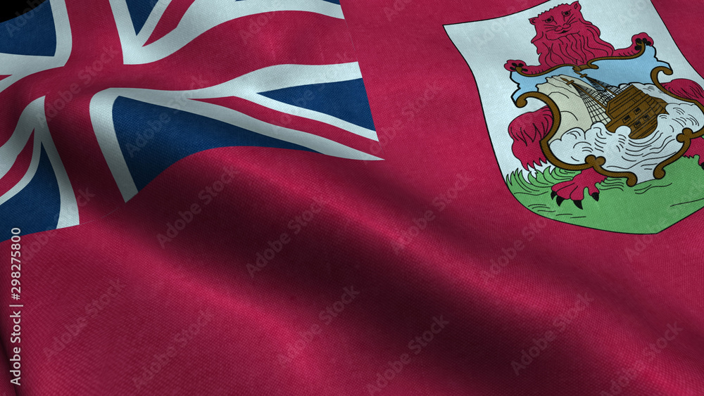 Bermuda flag with visible wrinkles and realistic fabric. Stock Photo ...