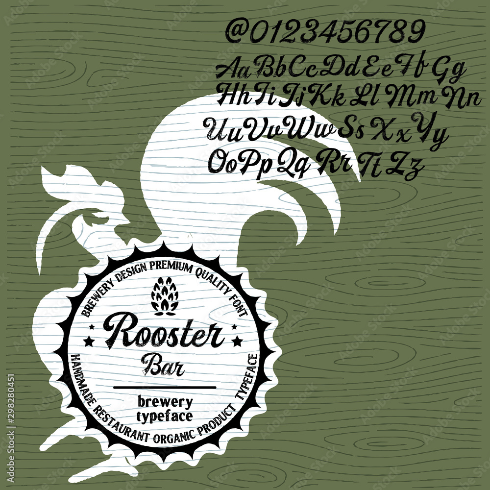 " rooster bar " typeface. Vector hand crafted font in medieval style ...