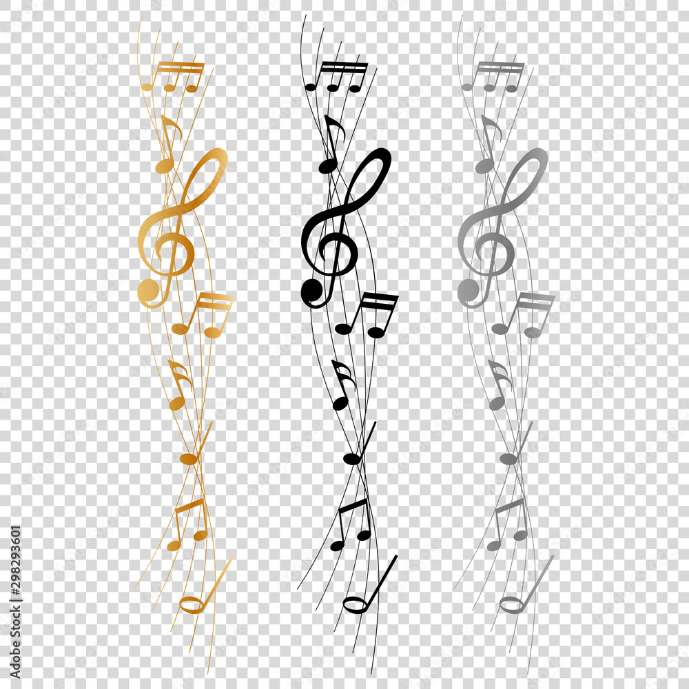 musical notes melody on transparent background Stock Vector | Adobe Stock