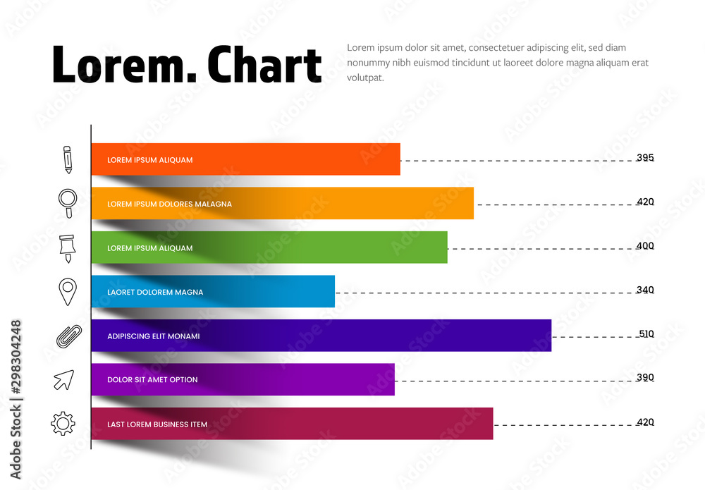 Colorful Chart Infographic with Outlined Icons Stock Template | Adobe Stock
