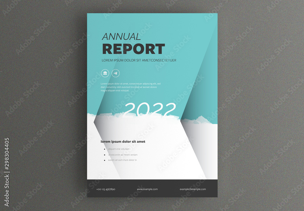 Report Cover Layout with Teal and White Background Stock Template ...
