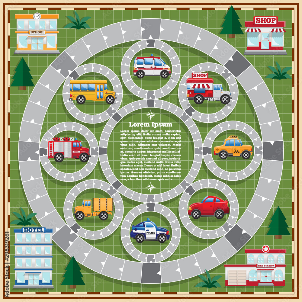 Board game. Highway. Side view. Vector illustration. Stock Vector ...