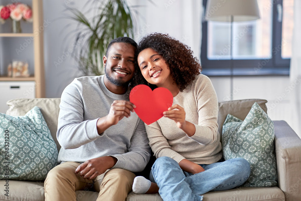 love, valentines day and relationships concept - happy african american ...