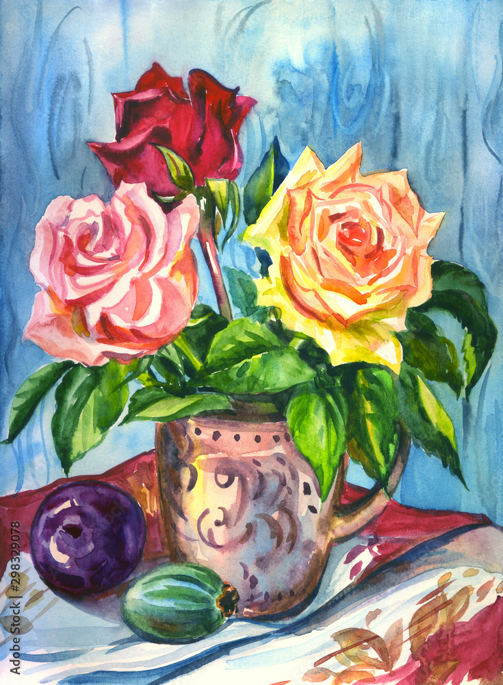 Still Life Drawing Of Flowers