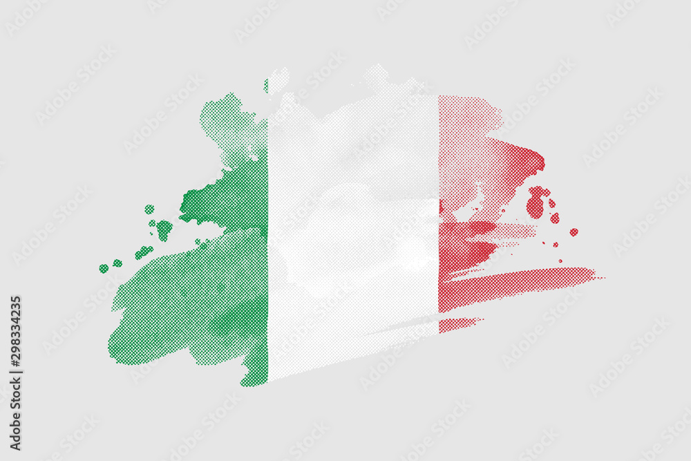 National flag of Italy. Stylized Italian flag with watercolor halftone ...