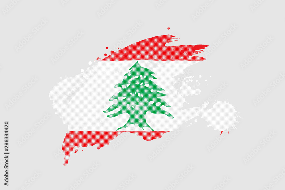 National flag of Lebanon. Stylized Lebanese flag with watercolor ...
