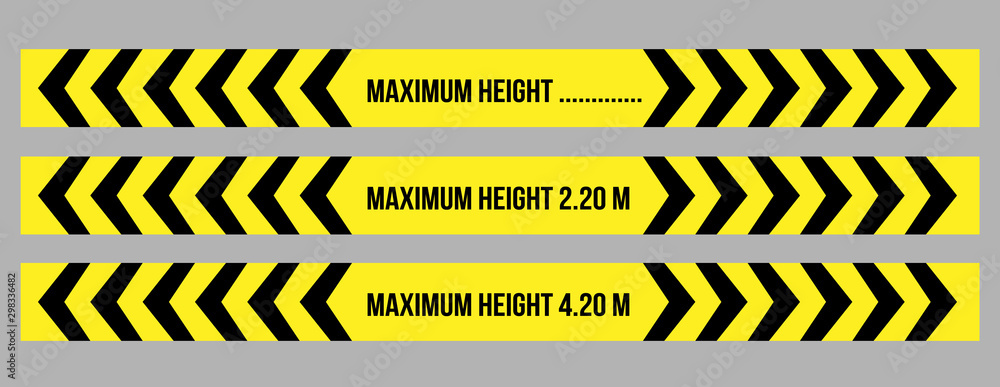 maximum height warning sign, maximum height template and vector set ...