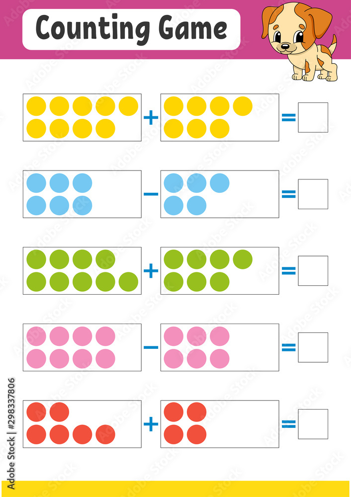 Addition and subtraction. Task for kids. Education developing worksheet ...