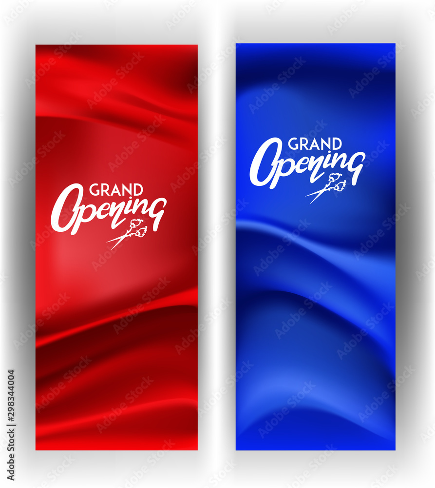 Grand opening invitation cards with fabric texture on the background ...